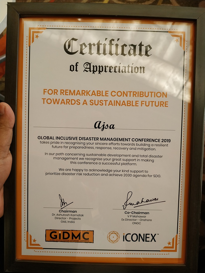 AJSA India AJSA Recognised at Global Inclusive Disaster Management ...